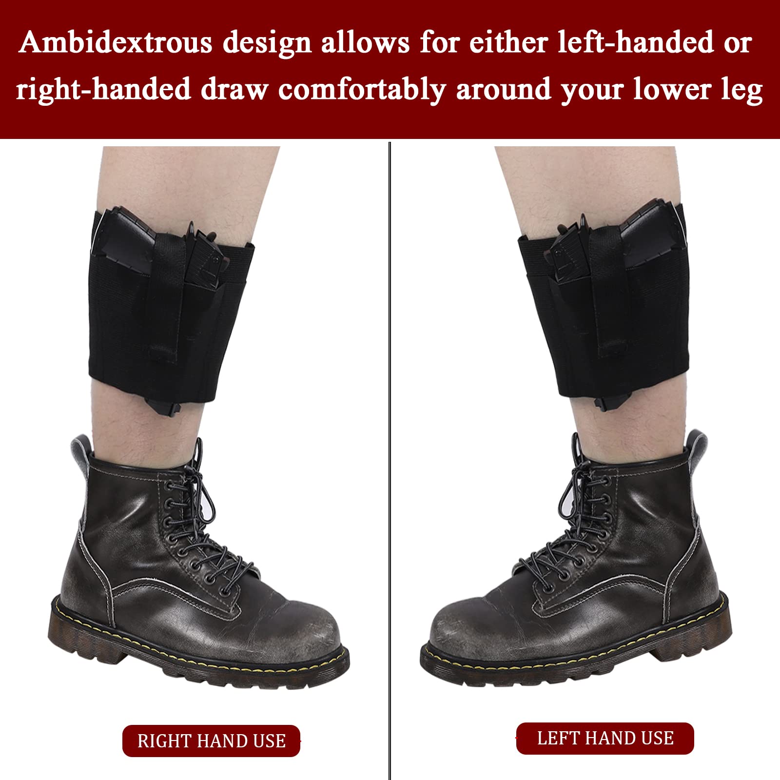 Accmor Ankle Holster for Concealed Carry, Elastic Deep Concealment Leg Holsters with Magazine Pocket/Pouch for Men and Women, Right & Left Hand Draw
