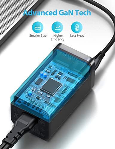 USB C Charger, GaN 65W 4-Port Desktop USB Charging Station with 2 USB-C Ports +2 USB-A Ports PD Fast Charger for MacBook Pro Air, Dell XPS 13, iPad Pro, iPhone 14 13 12 Pro Max, Galaxy and More(Black)