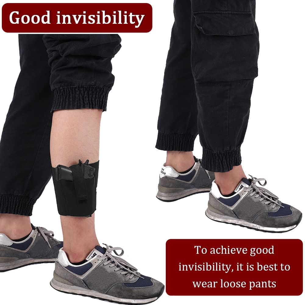 Accmor Ankle Holster for Concealed Carry, Elastic Deep Concealment Leg Holsters with Magazine Pocket/Pouch for Men and Women, Right & Left Hand Draw