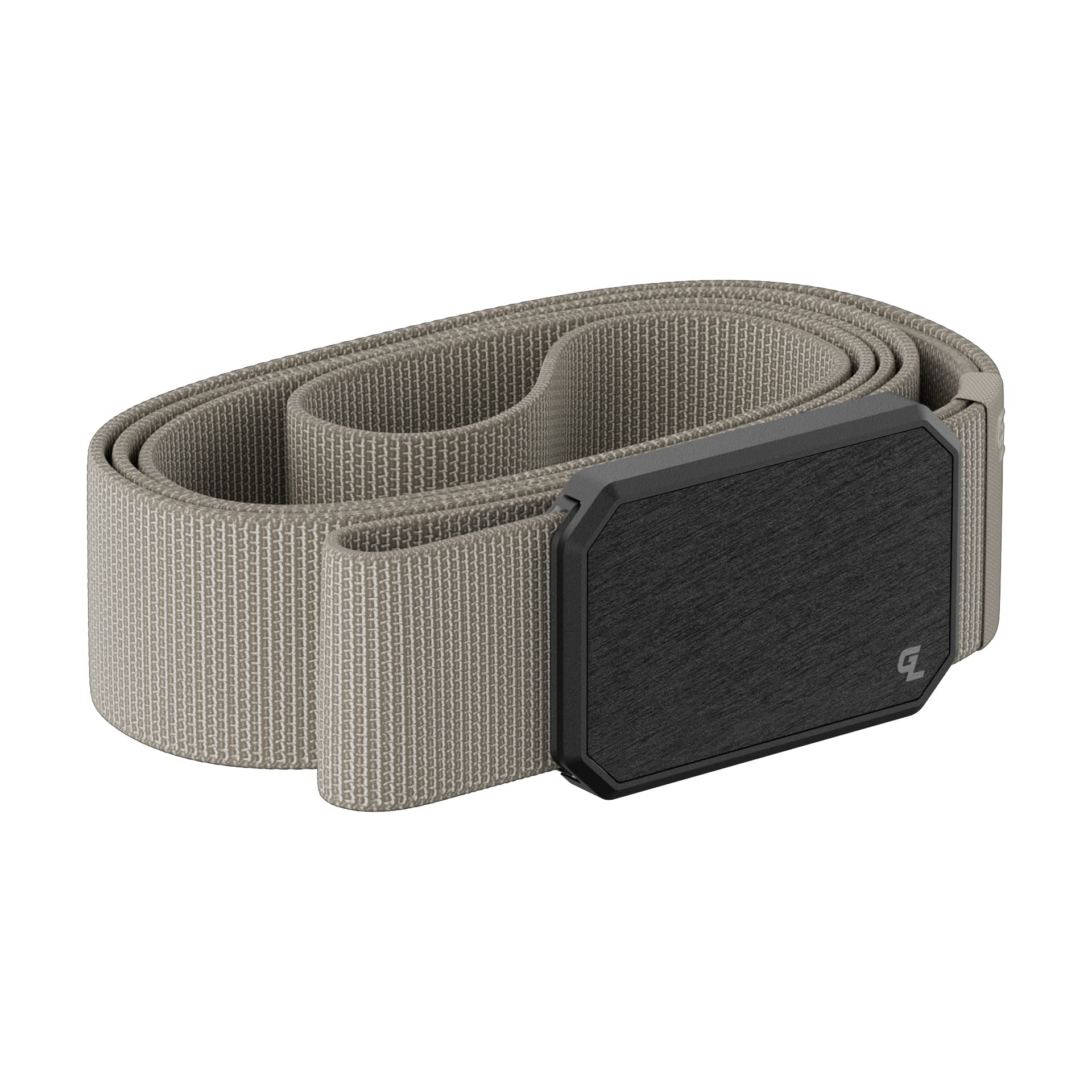 Groove Life Groove Belt Gun Metal/Flat Earth - Men's Stretch Nylon Belt with Magnetic Aluminum Buckle, Lifetime Coverage - X-Large (41-50")