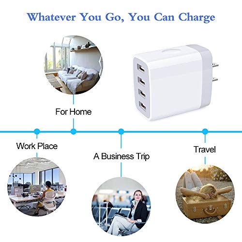iPhone 12 Charger Box Fast Charging 4.8A Multi Port USB Charger Wall Plug Power Adapter Charging Block Cube Brick Compatible iPhone 14/SE/13/12/11 Pro Max, Samsung Galaxy S22 S21 Ultra S20 S10 Note 20