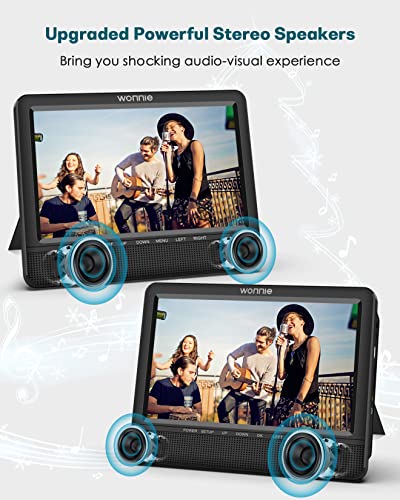 WONNIE 7.5'' Dual Car DVD Player, Portable DVD Player for Car Plays Same Movie, with 5 Hours Rechargeable Battery, Support USB/SD/Sync TV, Regions Free, Last Memory, AV Out & in (1 Player+1 Monitor)