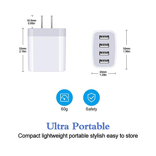 iPhone 12 Charger Box Fast Charging 4.8A Multi Port USB Charger Wall Plug Power Adapter Charging Block Cube Brick Compatible iPhone 14/SE/13/12/11 Pro Max, Samsung Galaxy S22 S21 Ultra S20 S10 Note 20