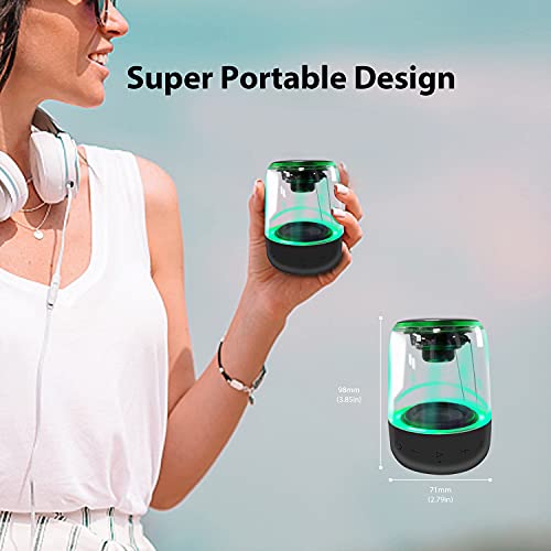 MEGATEK Dual T4-Pro IPX5 Waterproof Portable Bluetooth Speakers with Cool LED Lights & Wireless Stereo Pairing, 12 Watts Loud 360° HD Sound & Rich Bass, Small Speaker Set for Outdoor, Shower, & Pool