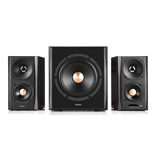 Edifier S360DB Bookshelf Speaker with Wireless Subwoofer, 2.1 Speaker System, Bluetooth v4.1 AptX Wireless Sound, for Computer Rooms, Living Rooms, and Dens