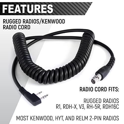 Rugged Carbon Fiber Behind The Head Headset and Adaptor Cable for Racing Radios Electronics Communications Kenwood & Baofeng β Features 2-Pin to 5-Pin Coil Cord Volume Control Knob 3.5mm Input Jack