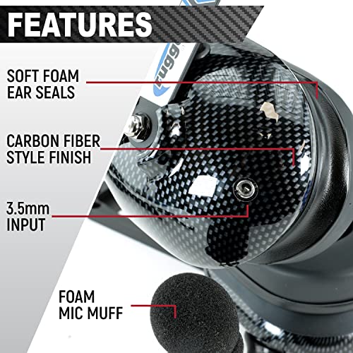 Rugged Carbon Fiber Behind The Head Headset and Adaptor Cable for Racing Radios Electronics Communications Kenwood & Baofeng β Features 2-Pin to 5-Pin Coil Cord Volume Control Knob 3.5mm Input Jack