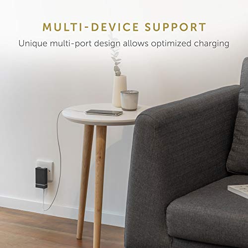 Native Union Smart Hub PD 45W – Power Delivery Enabled Fast-Charging 3-Port USB-A & USB-C Wall Charger – Compact Design with Dust-Repellent Silicone, Foldable Pins & Includes Travel Adapters (Slate)