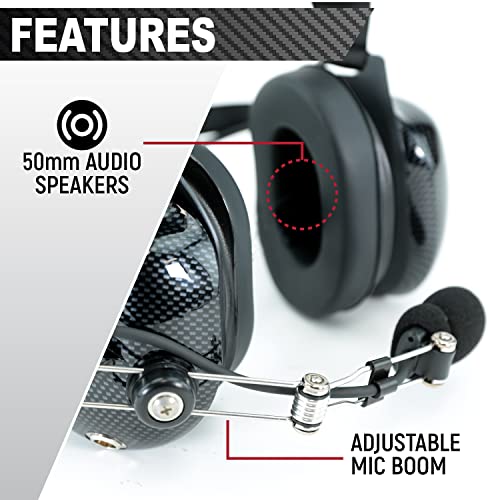 Rugged Carbon Fiber Behind The Head Headset and Adaptor Cable for Racing Radios Electronics Communications Kenwood & Baofeng β Features 2-Pin to 5-Pin Coil Cord Volume Control Knob 3.5mm Input Jack