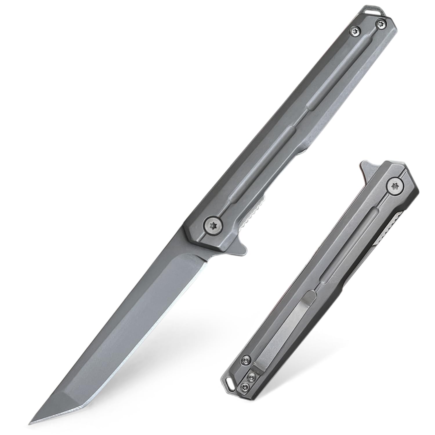 VIFUNCO Pocket Knife for Men, Tanto Folding Knives with Clip, EDC Pocket Knife/Slim Gentleman's Knife with Aluminum Handle, Tactical Knife with Flipper Open & Liner Lock for Outdoor Survival Camping