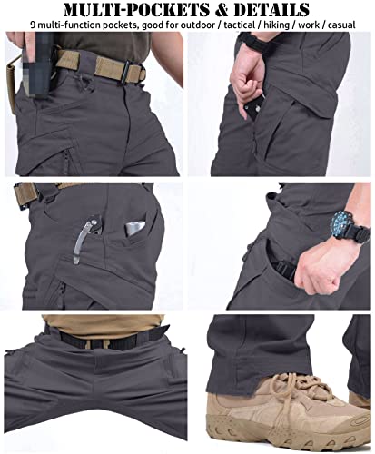 NAVEKULL Men's Work Cargo Pants Lightweight Tactical Pants for Men Stretch Cotton Military Army Combat Slim Fit Hiking Outdoor Trousers with Multi Zipper Pockets