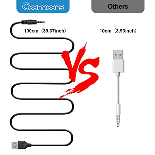 Coomoors USB to 3.5mm Jack Audio Adapter 2 Pack, Male AUX Audio Jack to USB 2.0 Male Charge Cable Adapter Cord for iPod Shuffle MP3 Player Headphones Speakers and Other Devices(3.3FT)
