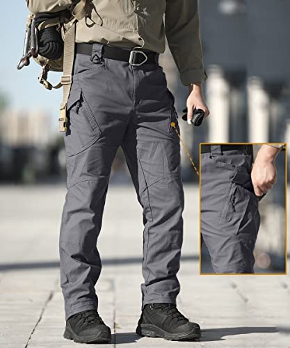 NAVEKULL Men's Work Cargo Pants Lightweight Tactical Pants for Men Stretch Cotton Military Army Combat Slim Fit Hiking Outdoor Trousers with Multi Zipper Pockets
