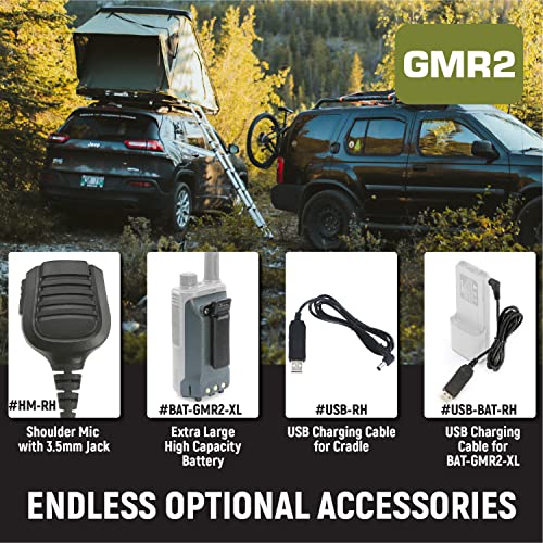 Rugged Walkie Talkie for Adults Hiking Camping Off Road with 22 GMRS Channels β Features Long Range NOAA Weather Channels and Rechargeable Battery