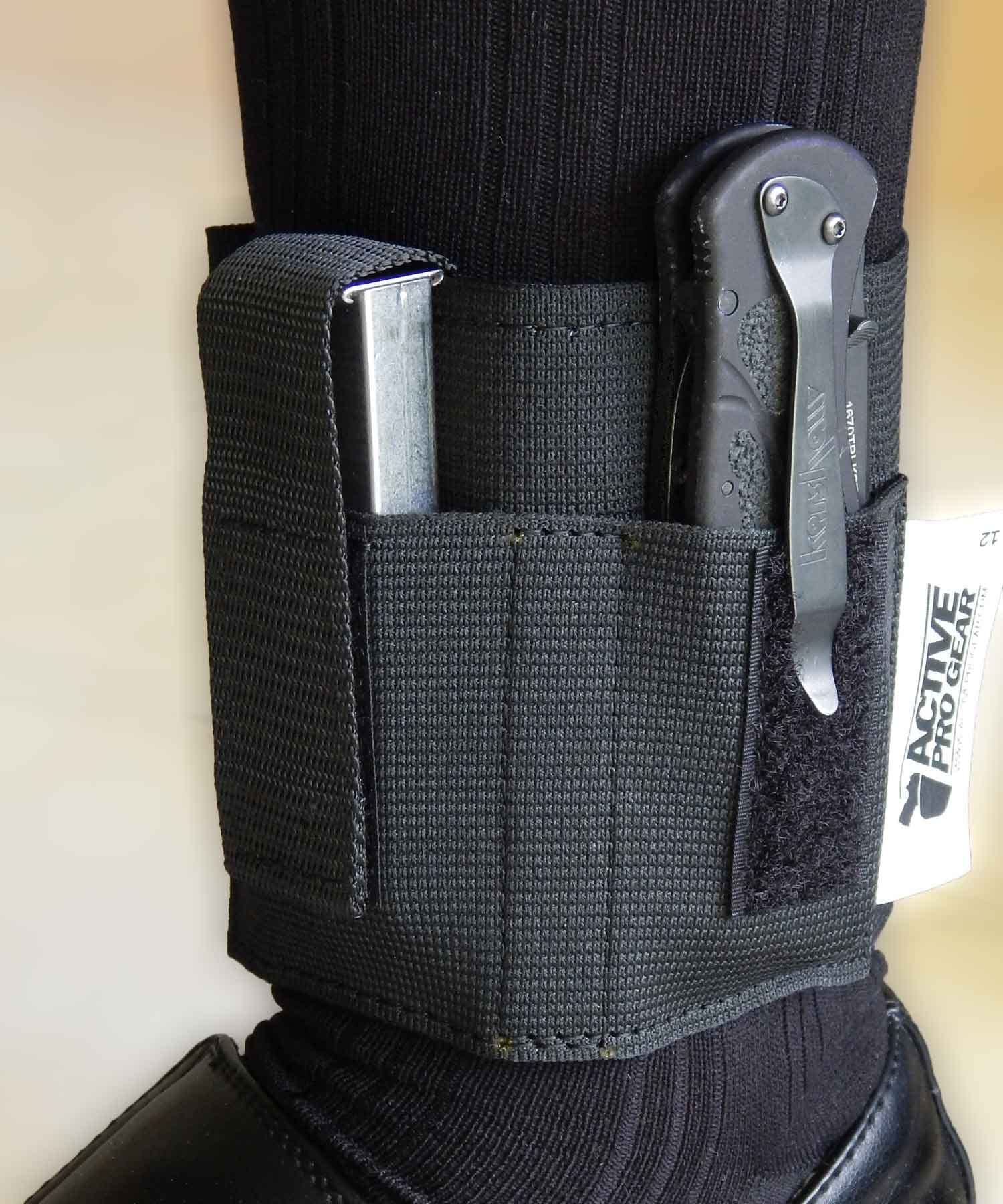 Ankle Holster Magazine Carrier for Concealed Carry | Ankle Carrier for Gun Magazines, Pocket Knife, Flashlight, Multi-Tool | Leg Carry Pistol Magazine Pouch | ActiveProGear