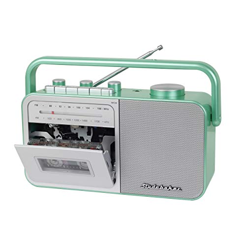 Studebaker SB2130TS Portable Cassette Player/Recorder with AM/FM Radio (Teal/Silver)