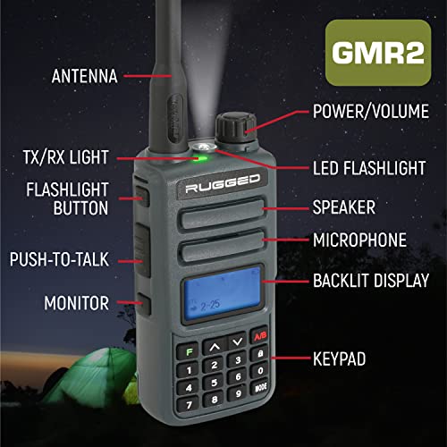 Rugged Walkie Talkie for Adults Hiking Camping Off Road with 22 GMRS Channels β Features Long Range NOAA Weather Channels and Rechargeable Battery