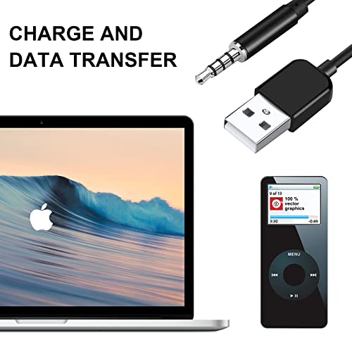 Coomoors USB to 3.5mm Jack Audio Adapter 2 Pack, Male AUX Audio Jack to USB 2.0 Male Charge Cable Adapter Cord for iPod Shuffle MP3 Player Headphones Speakers and Other Devices(3.3FT)