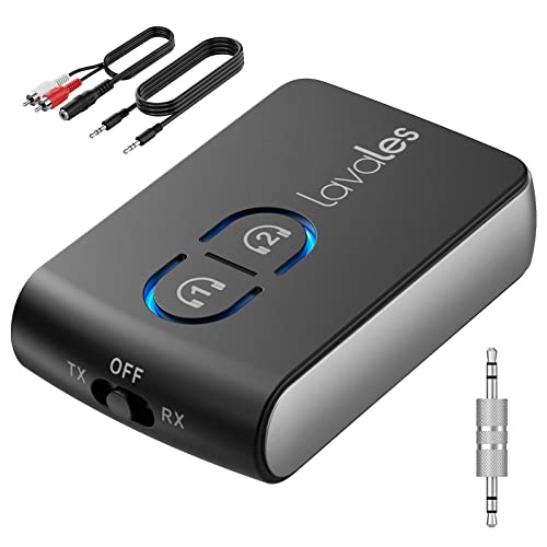 Lavales ML302 Bluetooth Transmitter Receiver for TV Bluetooth 5.2 Transmitter Dual Link aptX Adaptive/Low Latency/HD Audio, Aux Bluetooth Audio Receiver Adapter for Home Stereo, Airplane, Boat, Gym