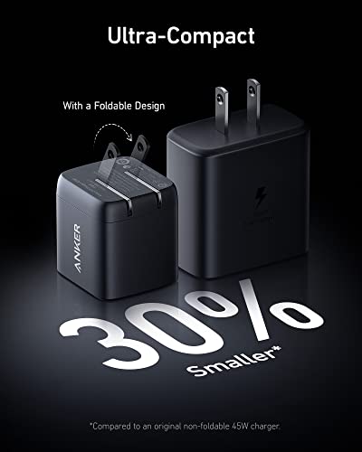 Anker New Nylon USB C to USB C Cable 100W 10ft, USB 2.0 Type C Charging Cable Fast Charge & 45W USB C Super Fast Charger, 313 Charger, Ace Foldable PPS Fast Charger Supports Super Fast Charging