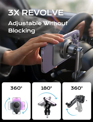 LISEN for Magsafe Car Mount Charger - Magsafe Wireless Car Charger - Magnetic Air Vent Car Phone Holder - 15W Fast Charging Compatible with iPhone 14/13/13 Series