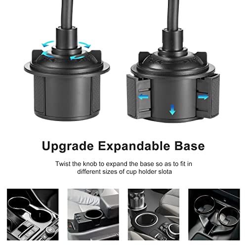 RensanR Cup Phone Holder for Car,Car Cup Holder Phone Mount with 360° Rotation Adjustable Gooseneck,Car Phone Holder Mount for All Smartphones Upgrade