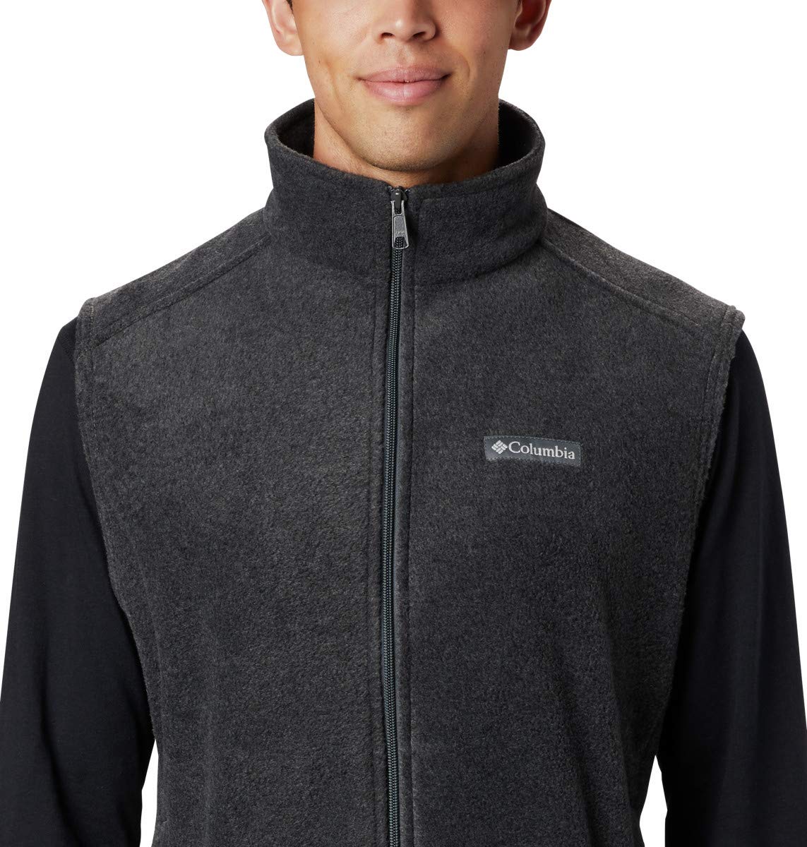 Columbia Mens Steens Mountain Fleece Vest, Charcoal Heather, Small