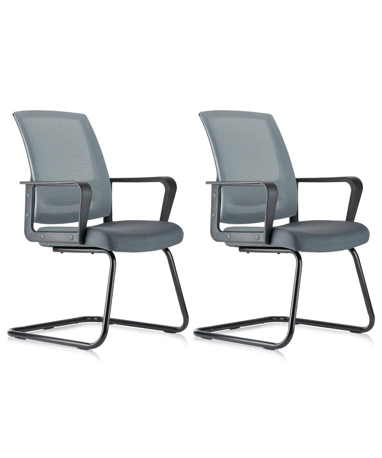 CLATINA Office Guest Chair with Lumbar Support and Mid Back Mesh Space Air Grid Series for Reception Conference Room 2 Pack