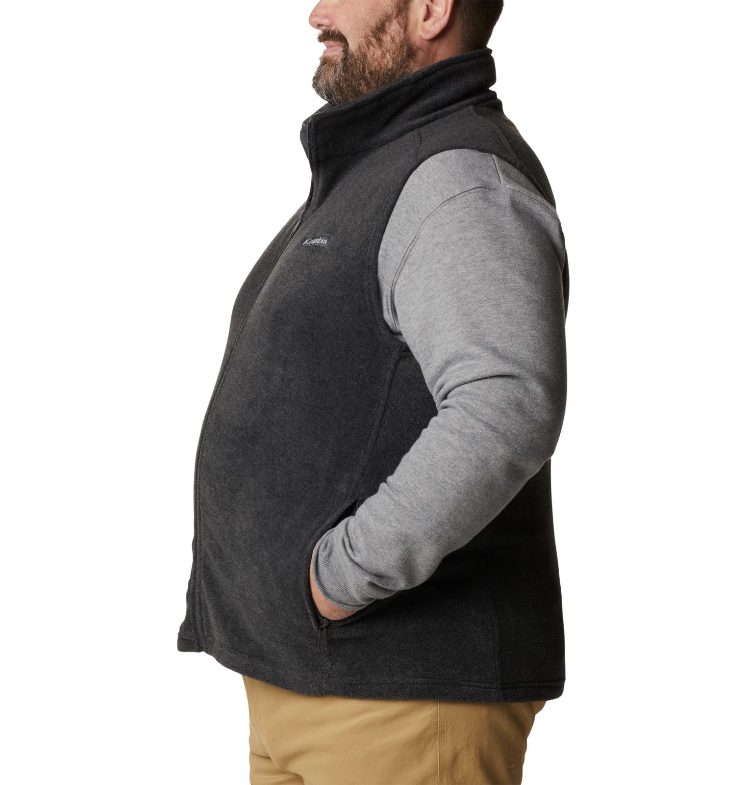 Columbia Mens Steens Mountain Fleece Vest, Charcoal Heather, Small