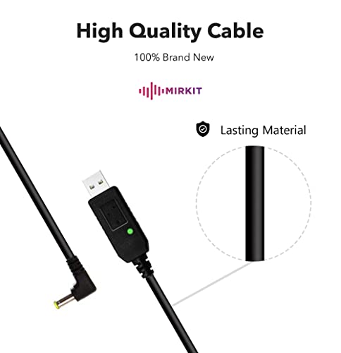 Mirkit 2.5mm USB Charger Cable with Light Indicator for Baofeng Battery UV-5R and UV-82 3800mAh BL-5L and BL-8 High Capacity Batteries for Two Way Radios