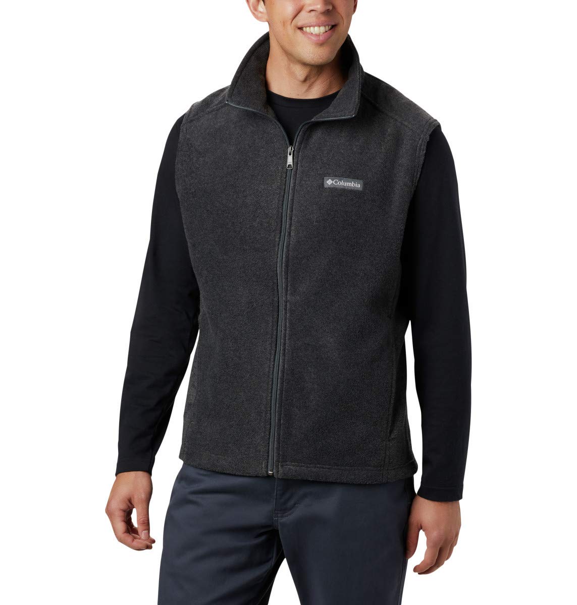 Columbia Mens Steens Mountain Fleece Vest, Charcoal Heather, Small