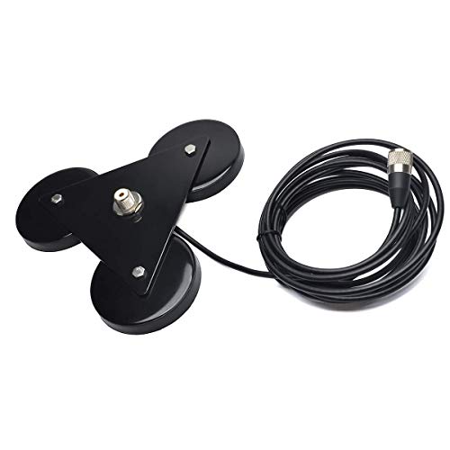 HYS Heavy Duty Mobile Car/Truck SO-239 8.8inch Triangle Magnet Mount Base W/5M(16.4ft) RG58 Coaxial Cable PL-259 Plug