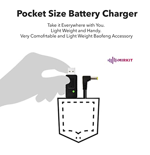 Mirkit 2.5mm USB Charger Cable with Light Indicator for Baofeng Battery UV-5R and UV-82 3800mAh BL-5L and BL-8 High Capacity Batteries for Two Way Radios