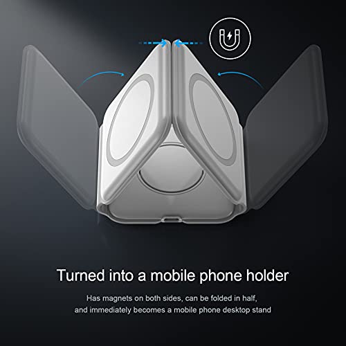 SAJILO 3 in 1 Wireless Charger, Foldable Charging Station, 15W Portable Magnetic Fast Charging Pad Compatible with iPhone 14/13/12/SE/11, Samsung Galaxy, iWatch, AirPods Pro & Qi Devices (Black)