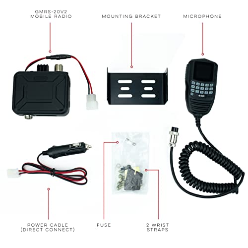 BTECH GMRS-20V2 20W 200 Fully Customizable Channels Mobile GMRS Two-Way Radio. IP67 Submersible Waterproof, Repeater Compatible, Dual Band Scanning (VHF/UHF), FM, & NOAA Weather Broadcast Receiver