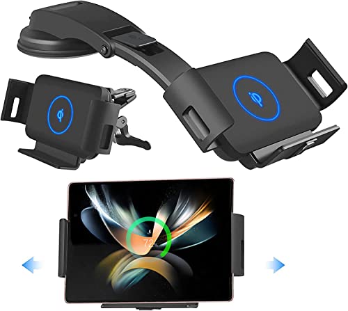 Lopnord Z Fold 4 Car Mount, Wireless Car Charger Mount Compatible with Samsung Galaxy Z Fold 4 3/S23 Ultra/22 Ultra, Wireless Charger for Air Vent/Dashboard Car Phone Holder for iPhone 14 13 Pro Max