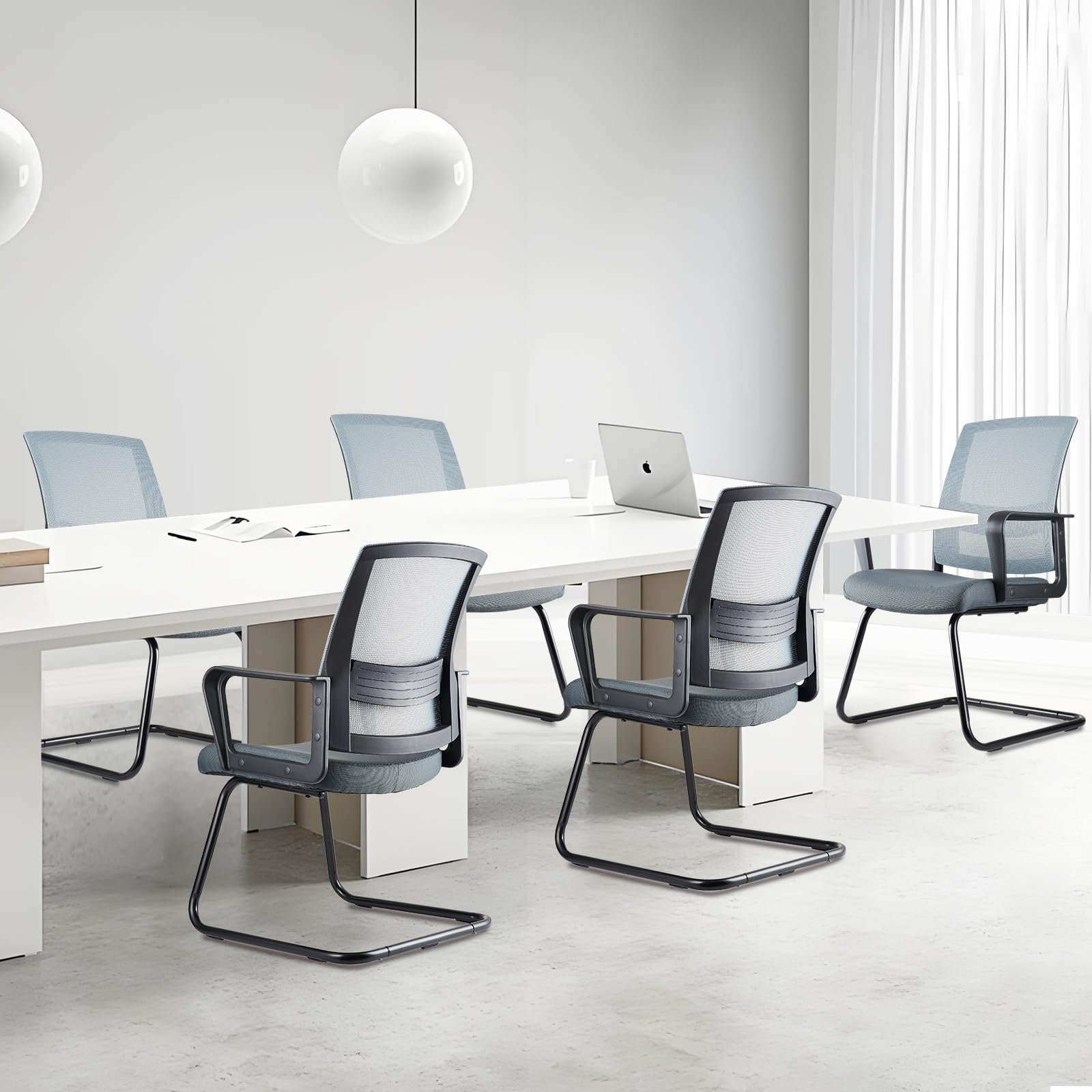 CLATINA Office Guest Chair with Lumbar Support and Mid Back Mesh Space Air Grid Series for Reception Conference Room 2 Pack