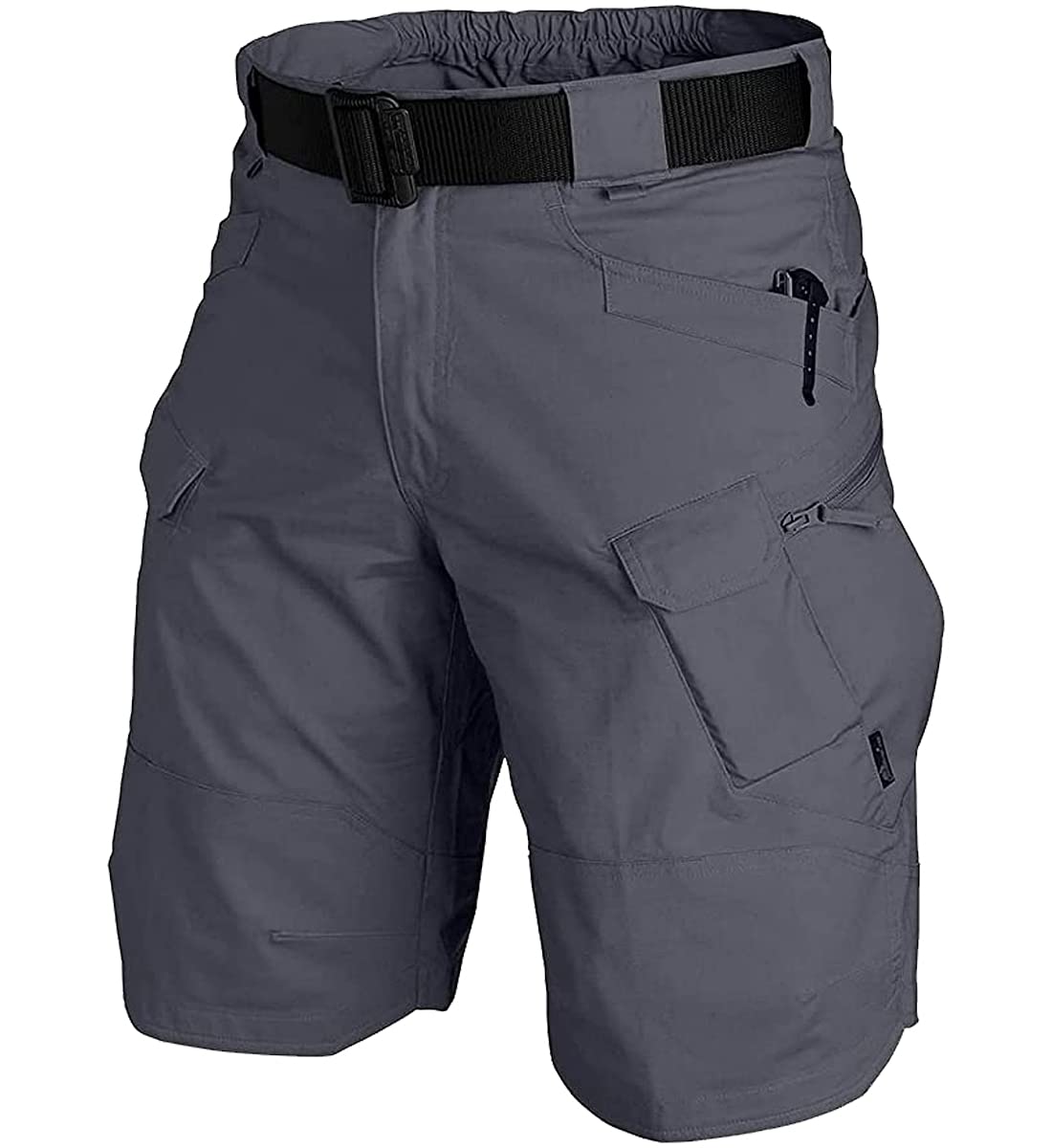 YAXHWIV Mens Tactical Shorts 11" Waterproof Hiking Fishing Breathable Quick Dry Cargo Short Shorts Regular(NO Belt) Grey