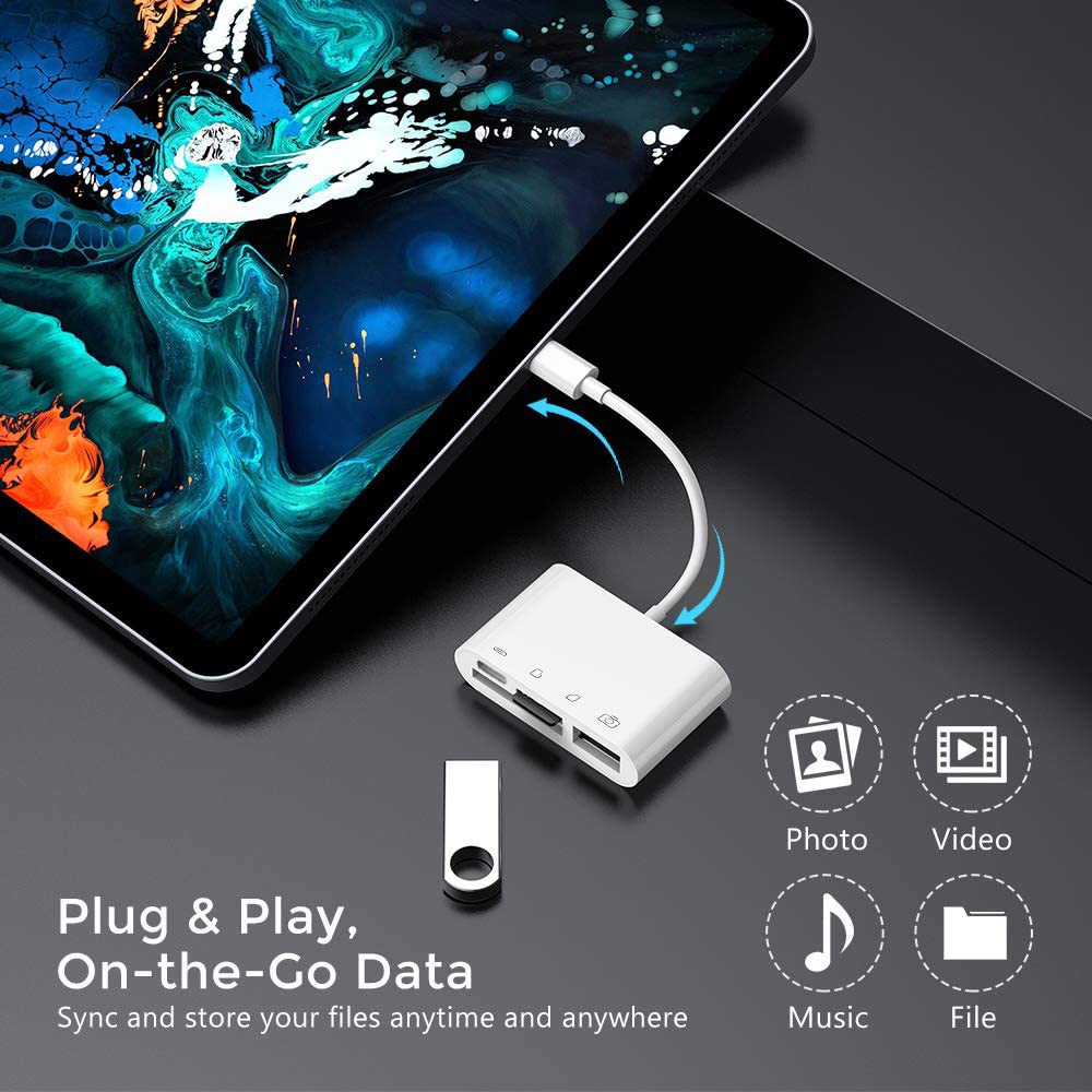 USB C to SD/Micro SD Card Reader, 4 in 1 USB-C to Camera Memory Card Adapter with Charging Port for iPhone 15/16/ iPad Pro, USB 3.0 Female OTG Adapter for iPad Air/MacBook/Samsung Galaxy