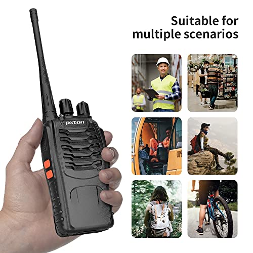 pxton PX-8S-01 walkie talkies for Adults with Upgraded Headset,Handheld Portable Two Way radios Long Range Include Rechargeable walkie Talkie Li-ion Battery and USB Charger(2 Pack)