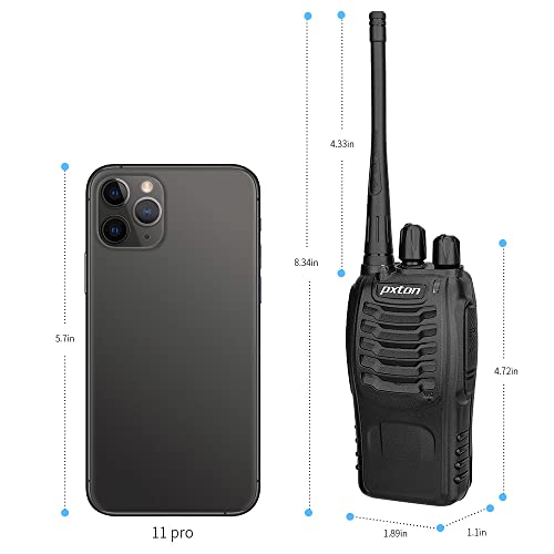 pxton PX-8S-01 walkie talkies for Adults with Upgraded Headset,Handheld Portable Two Way radios Long Range Include Rechargeable walkie Talkie Li-ion Battery and USB Charger(2 Pack)
