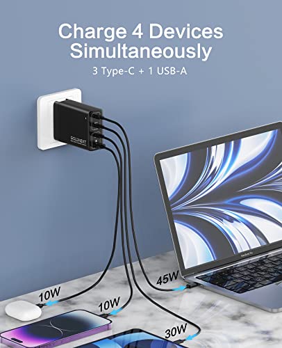 100W USB C Wall Charger,GaN III 4-Port PPS PD Fast Charging Station,GOLDNEXT Foldable Power Block with Type C Cable Compatible with MacBook Pro/Air,XPS,iPad Pro,iPhone14/13 Max,Galaxy S22/S21,Pixel 7