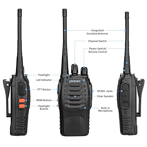 pxton PX-8S-01 walkie talkies for Adults with Upgraded Headset,Handheld Portable Two Way radios Long Range Include Rechargeable walkie Talkie Li-ion Battery and USB Charger(2 Pack)