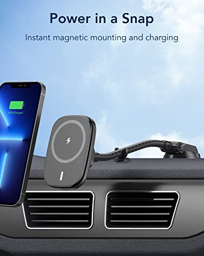 Magnetic Wireless Car Charger, TERYTH Fast Charging 360° Adjustable Auto Alignment Windshield Dashboard Phone Car Charging Mount Compatible with iPhone 14/14 Plus/14 Pro/14 Pro Max and 13/12 Series