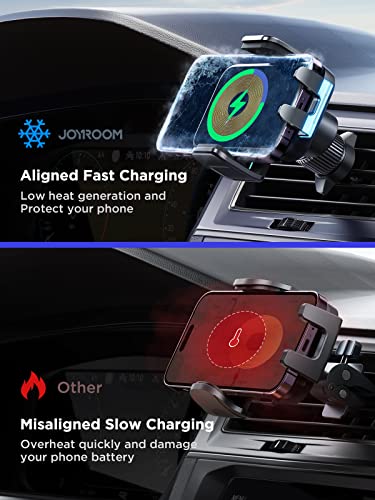JOYROOM Wireless Car Charger Mount, Car Phone Holder Mount Wireless Charging for iPhone 14/13/12/11/X/8 Series [AUTO MOVING COIL] Wireless Charger for Car Compatible with Galaxy S22/S21/S20 Note 20/10