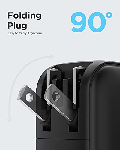 USB C Charger, EHO 65W GaN III PPS Fast Charger Adapter, 3-Port Foldable Compact Wall Charger Compatible with MacBook Pro/Air, Galaxy S22/S21, Note 20/10+, iPhone 13/12, iPad Pro, and More, Black