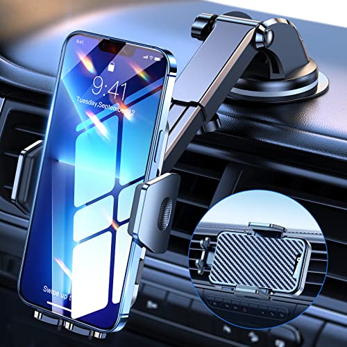 VICSEED Car Phone Holder Mount, [Non-Shaking & No More Falling Phones] Cell Phone Holder Car Mount Hands-Free Universal Cell Phone Mount for Car Dashboard/Windshield/Air Vent Fit for All Mobile Phones