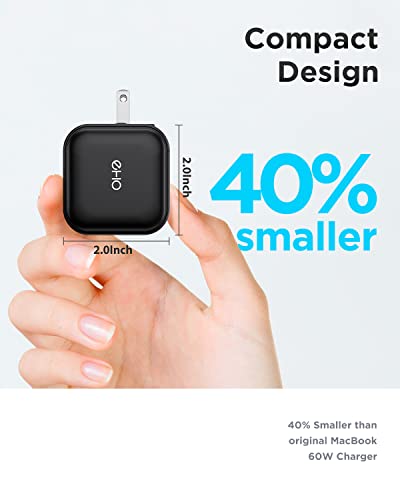USB C Charger, EHO 65W GaN III PPS Fast Charger Adapter, 3-Port Foldable Compact Wall Charger Compatible with MacBook Pro/Air, Galaxy S22/S21, Note 20/10+, iPhone 13/12, iPad Pro, and More, Black