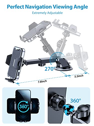 VICSEED Car Phone Holder Mount, [Non-Shaking & No More Falling Phones] Cell Phone Holder Car Mount Hands-Free Universal Cell Phone Mount for Car Dashboard/Windshield/Air Vent Fit for All Mobile Phones