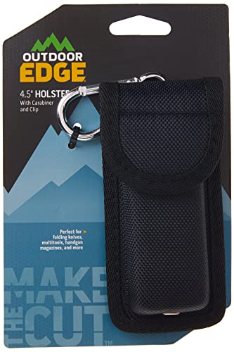Outdoor Edge 4.5" Nylon Utility Holster - for Carrying Folding Knives, Multi-Tools, Gun Magazines and Accessories - Includes Belt Clip and Carabiner